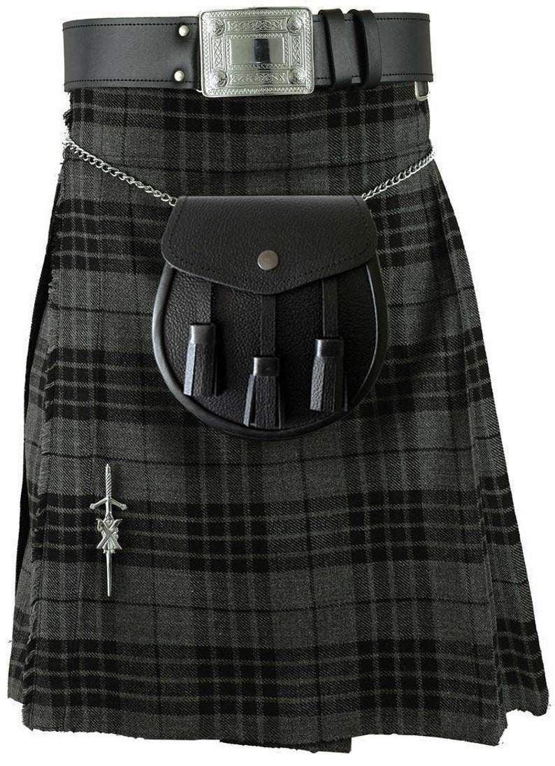 Highland Grey Tartan Scottish Traditional 5 Yard Kilt Outfit - Etsy