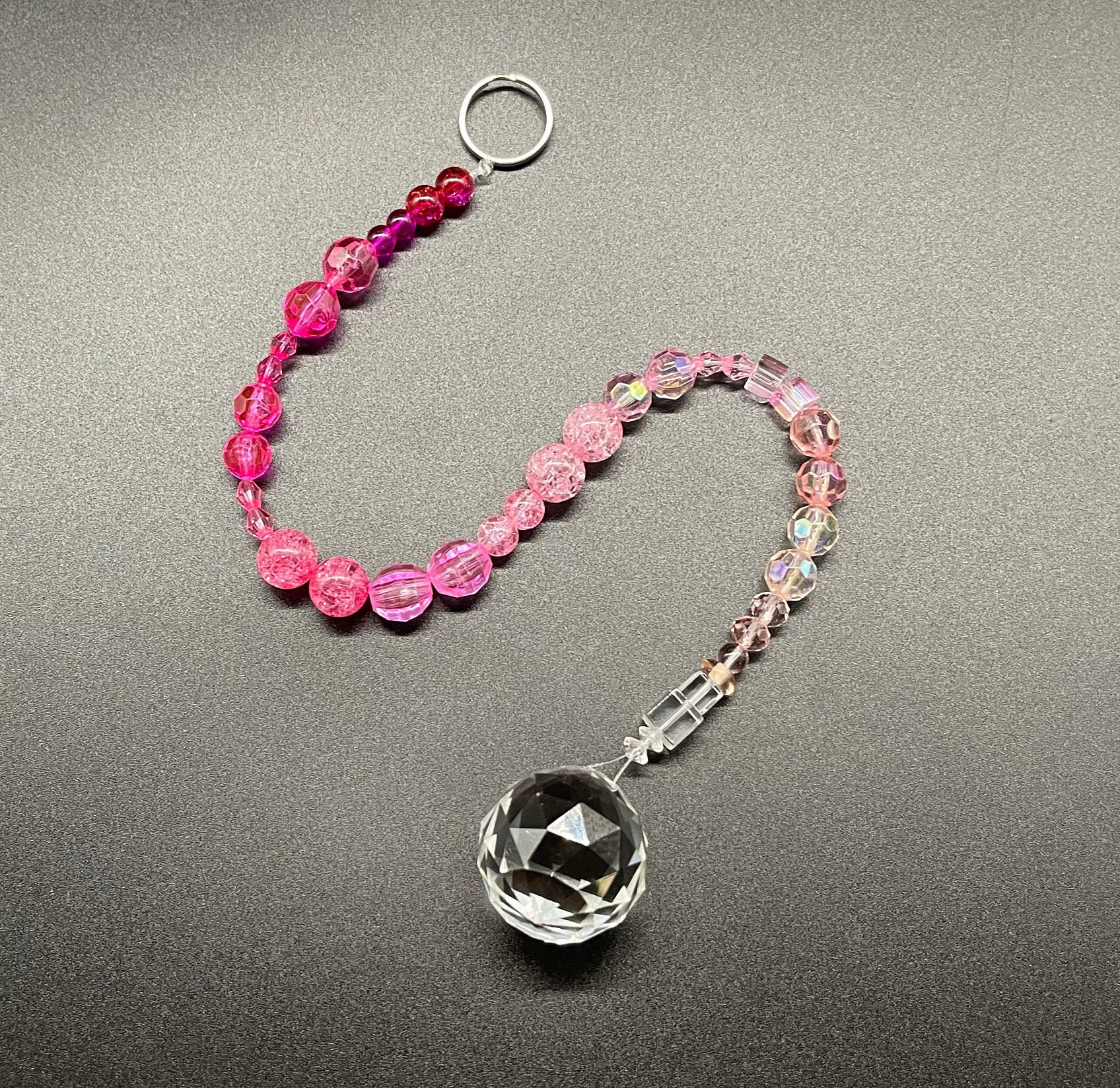 Beaded Suncatcher Ombre Hot Pink Faded to Clear Crystal Prism - Etsy UK