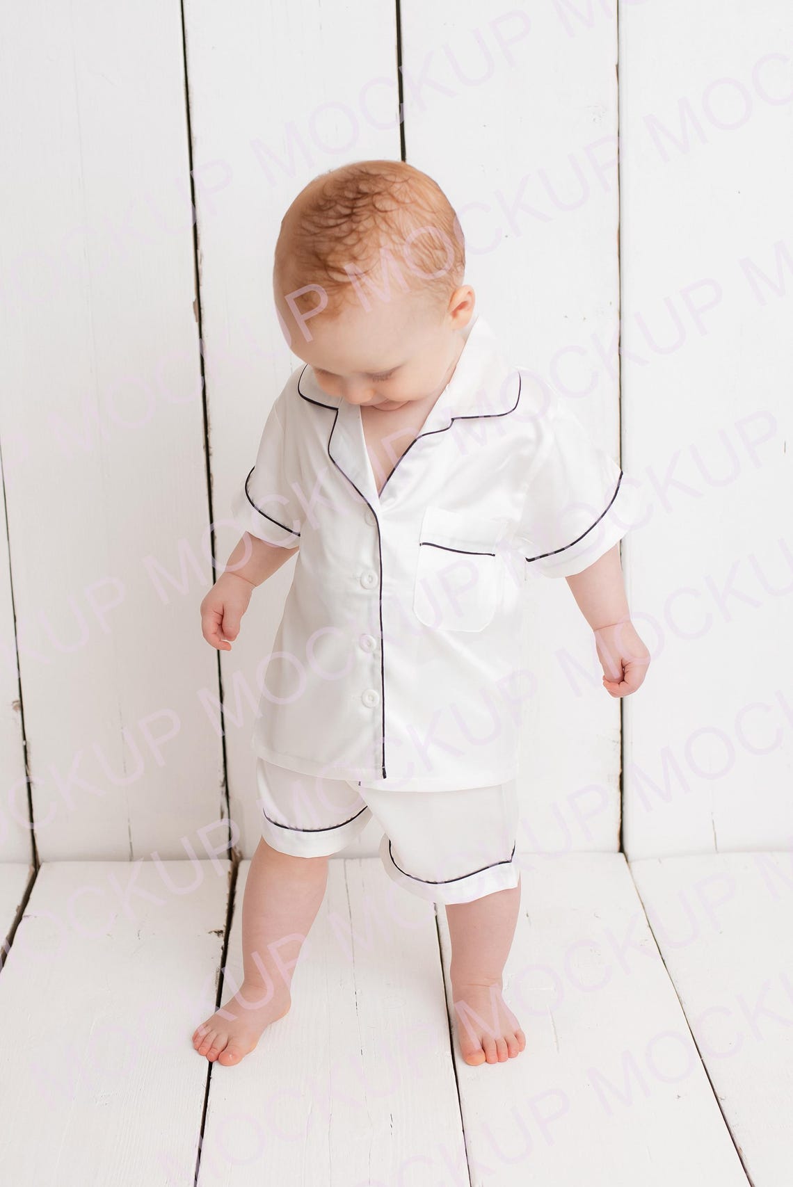 Satin Pyjama White Short Mockup Stock Image | Birthday Kids | Children ...