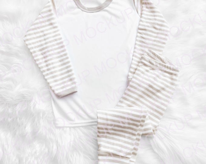 KWC Beige Raglan Pyjama Mockup, Bear Pyjama Stock Image | Birthday Kids ...