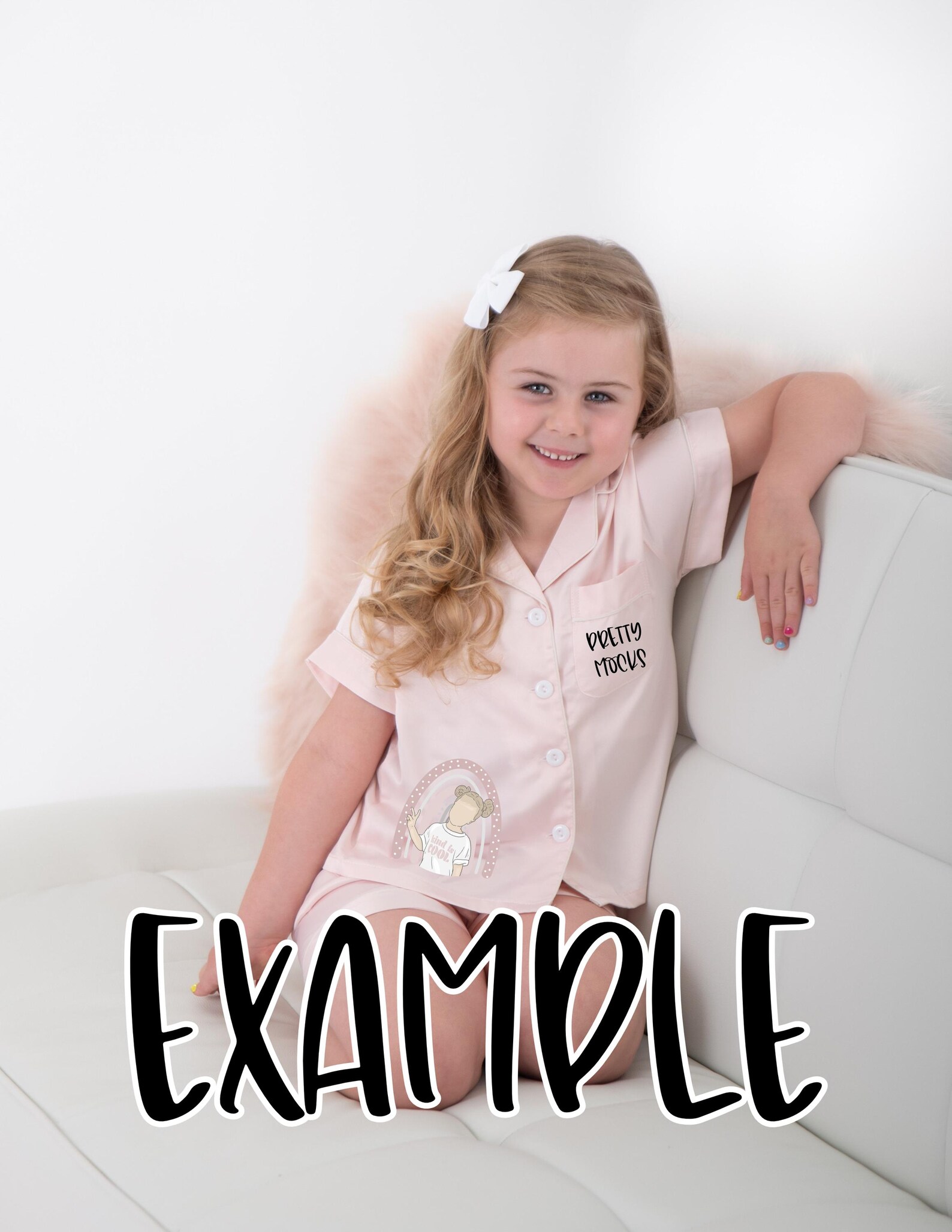 Satin Pyjama Blush Pink Short Mockup Stock Image | Birthday Kids ...