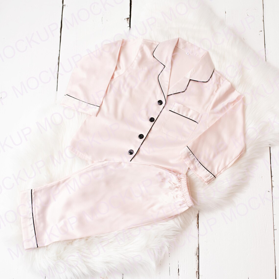 Satin Pyjama Blush Long Pink Mockup Stock Image | Birthday Kids ...