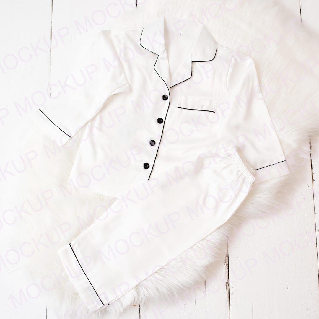 Satin Pyjama White Long Mockup Stock Image | Birthday Kids | Children's ...