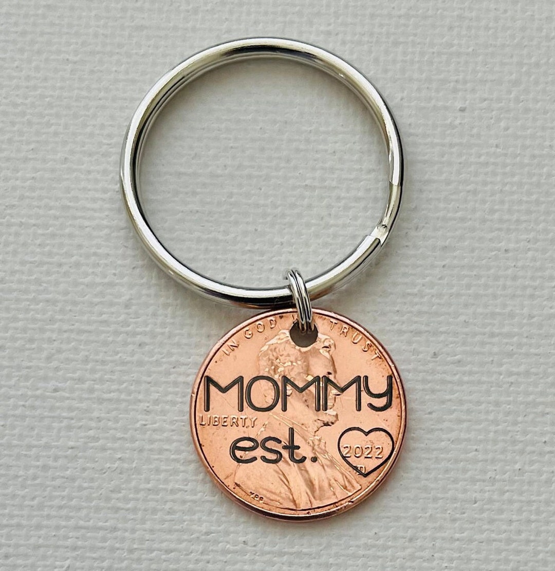 Custom Lucky Penny Keychain: Engraved Mommy Gift, Stainless Steel ...