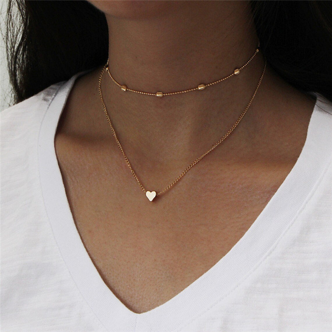 Simple Layering Necklace Bridesmaid Necklace Dainty | Etsy