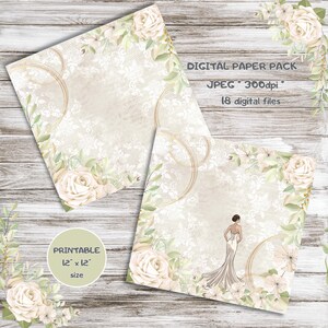 Wedding Digital Paper Pack, Wedding Day Printable, Craft Wedding Paper ...