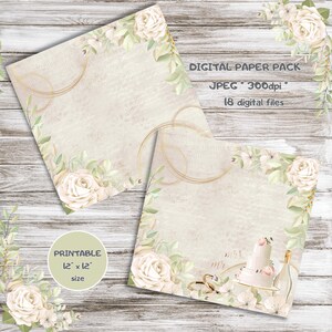 Wedding Digital Paper Pack, Wedding Day Printable, Craft Wedding Paper ...