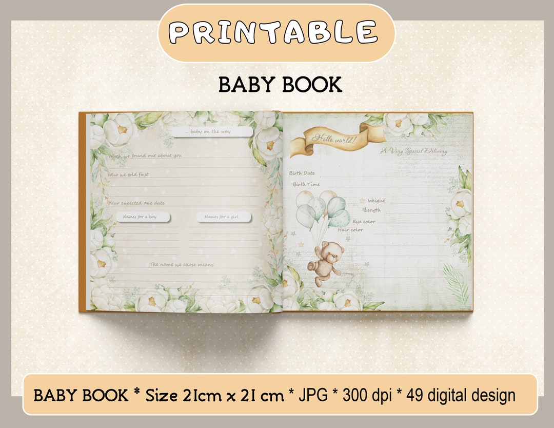 First Year Memories, Scrapbook Little Teddy, Newborn Keepsake ...