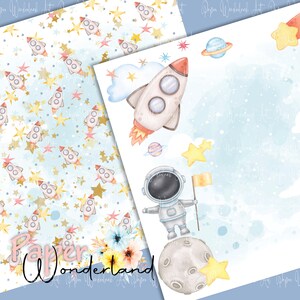 Child Astronaut, Watercolor Planets Delight, Whimsical Space Adventure ...