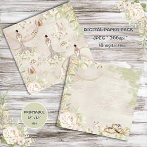 Wedding Digital Paper Pack, Wedding Day Printable, Craft Wedding Paper ...