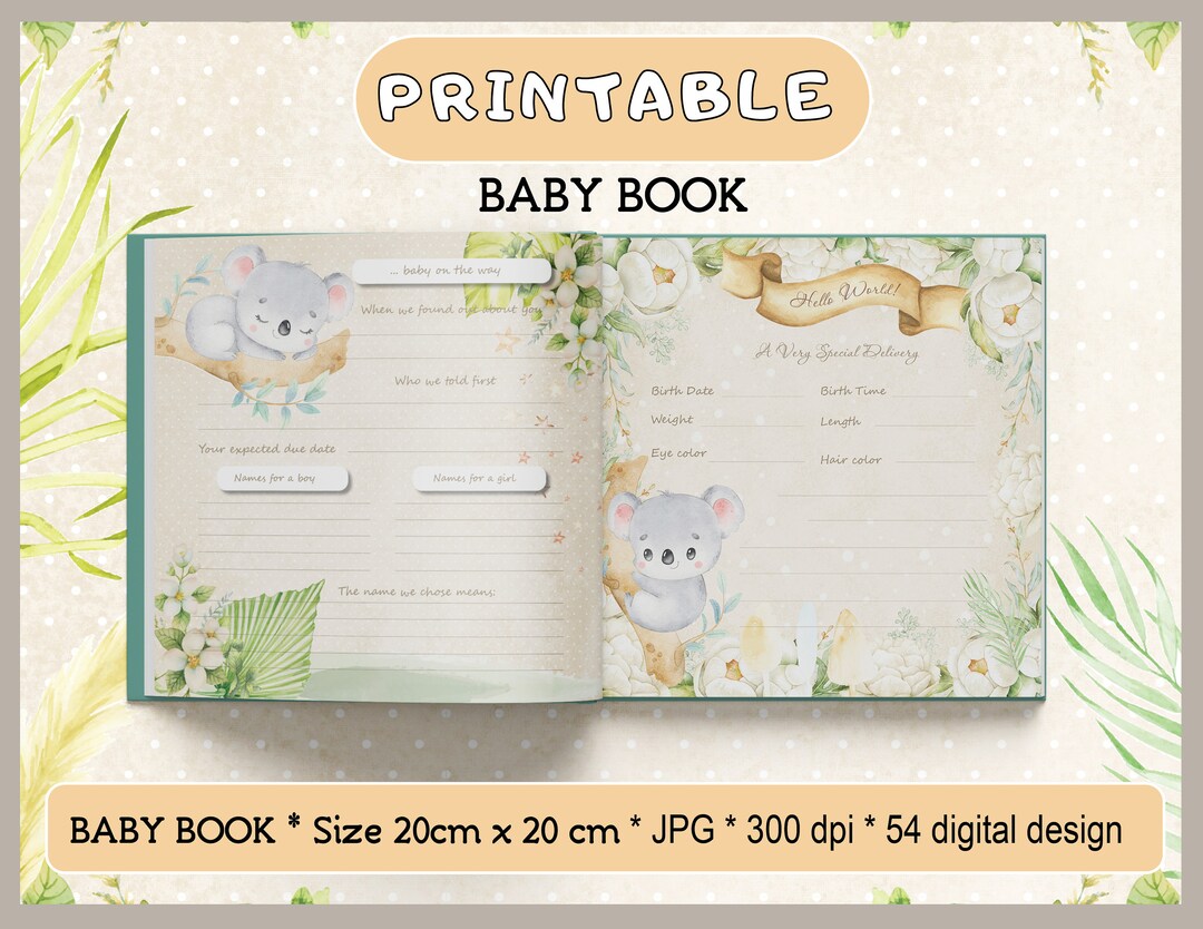Koala Baby Memory Journal: First Year Keepsake (digital Download) - Etsy