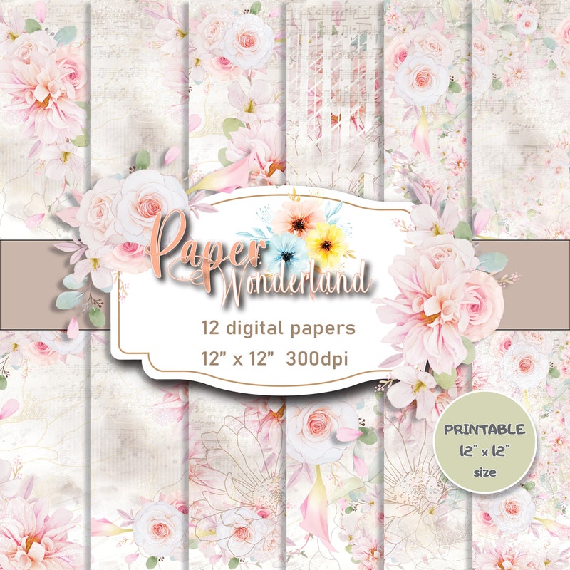 Flower Digital Paper - Etsy