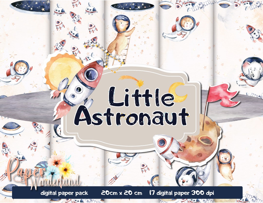 Watercolor Astronaut Space Digital Paper Astronauts Digital - Etsy