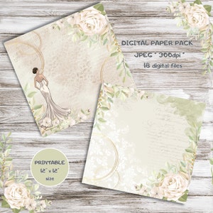 Wedding Digital Paper Pack, Wedding Day Printable, Craft Wedding Paper ...