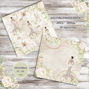 Wedding Digital Paper Pack, Wedding Day Printable, Craft Wedding Paper ...