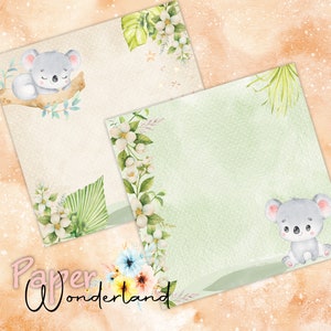Koala Baby Digital Paper Background, Mint Green Printable Scrapbook ...