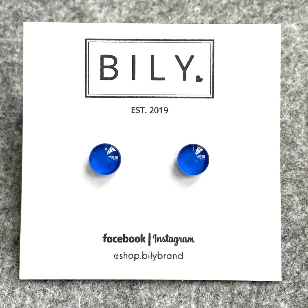 Glass Stud Earrings | Royal Blue Stud Earrings | Glass Earrings | 8mm ...