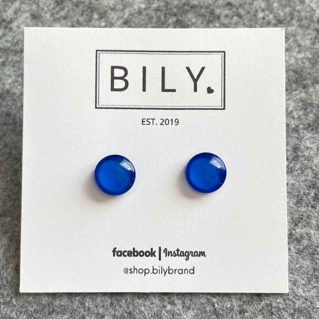 Glass Stud Earrings | Royal Blue Stud Earrings | Glass Earrings | 10mm ...