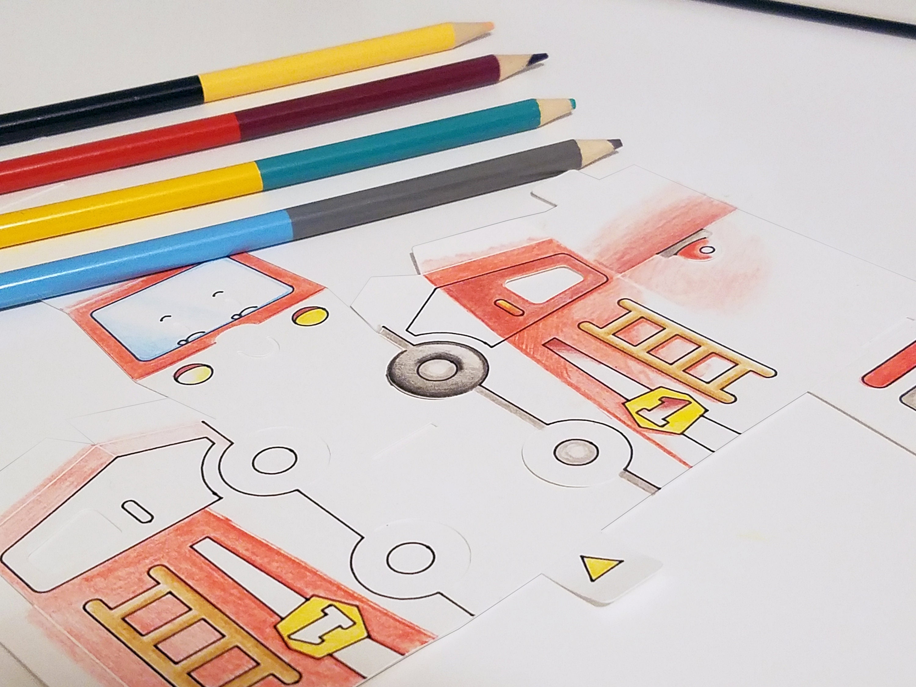 Fire Engine Craft for Kids, Cricut SVG Download, DIY Papercraft ...