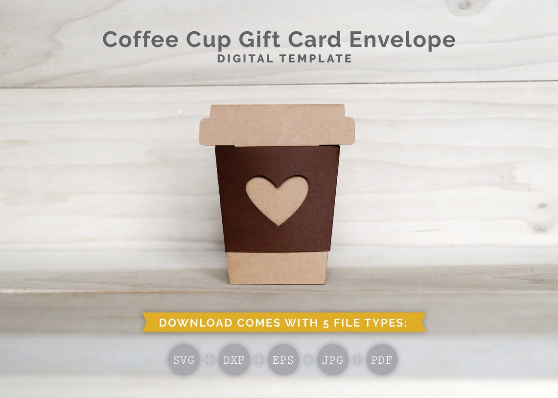 Coffee Cup Gift Card Envelope SVG, Envelope Template, Gift Ideas ...