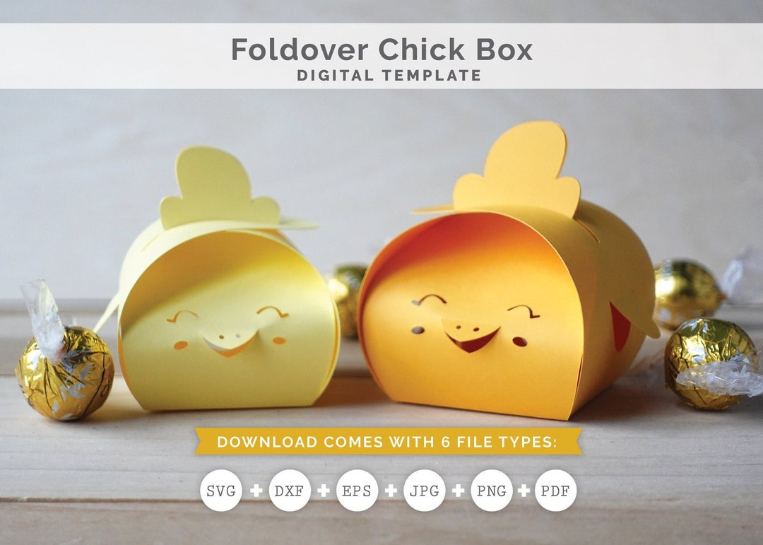 Easter Chick Box Template SVG, Gift Box SVG, Party Favor, Box Template ...