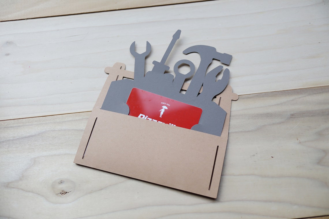 Toolbox Envelope Gift Card Template, Hammer, Birthday Gift Idea for Dad ...