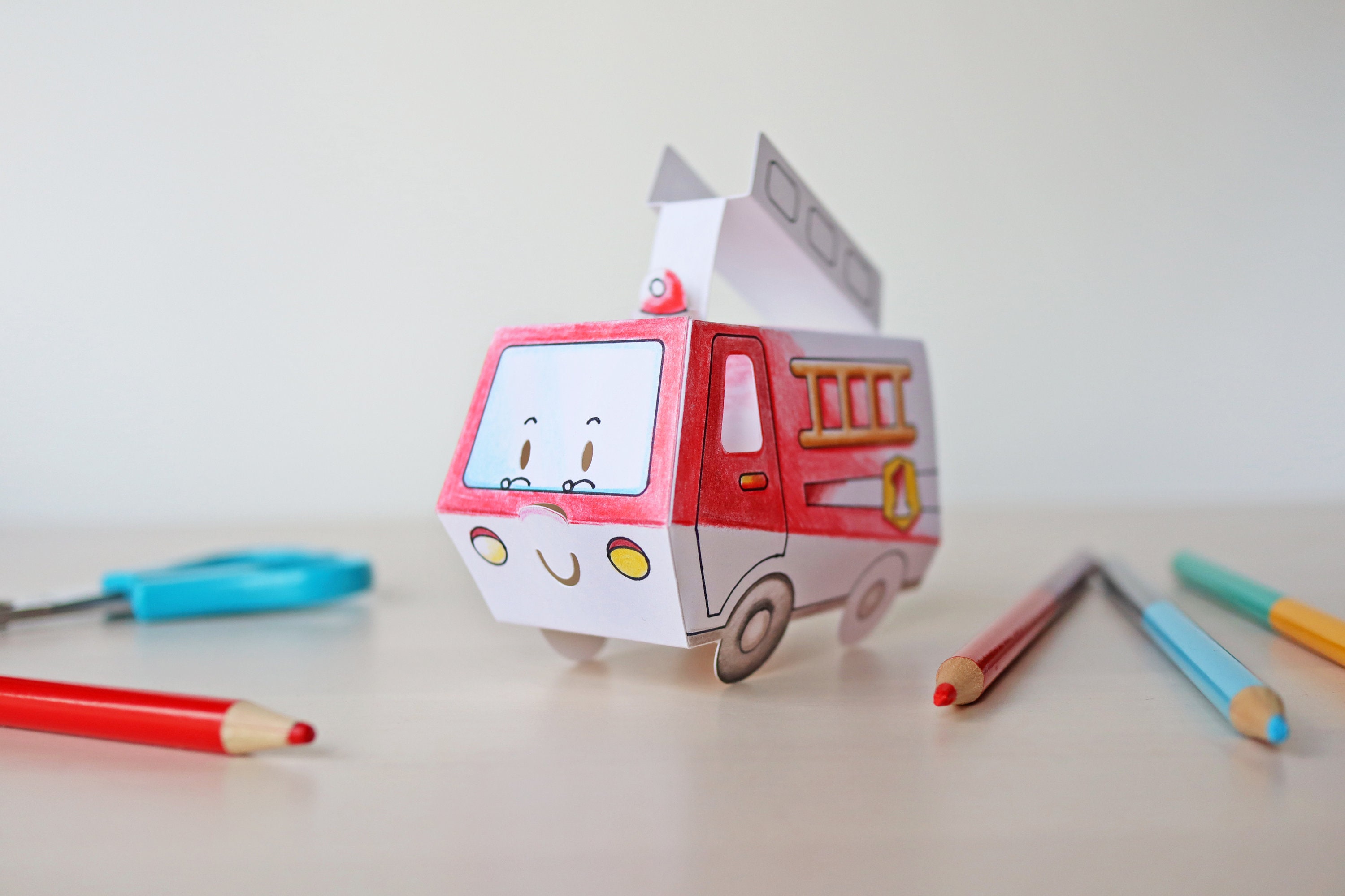 Fire Engine Craft for Kids Cricut SVG Download DIY - Etsy