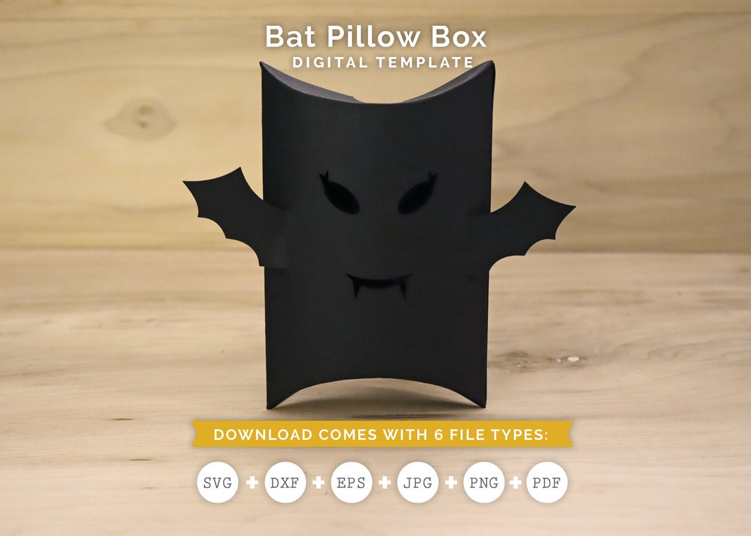 Bat Pillow Box SVG, Halloween Printable Gift Box, Kids Party Favor for ...