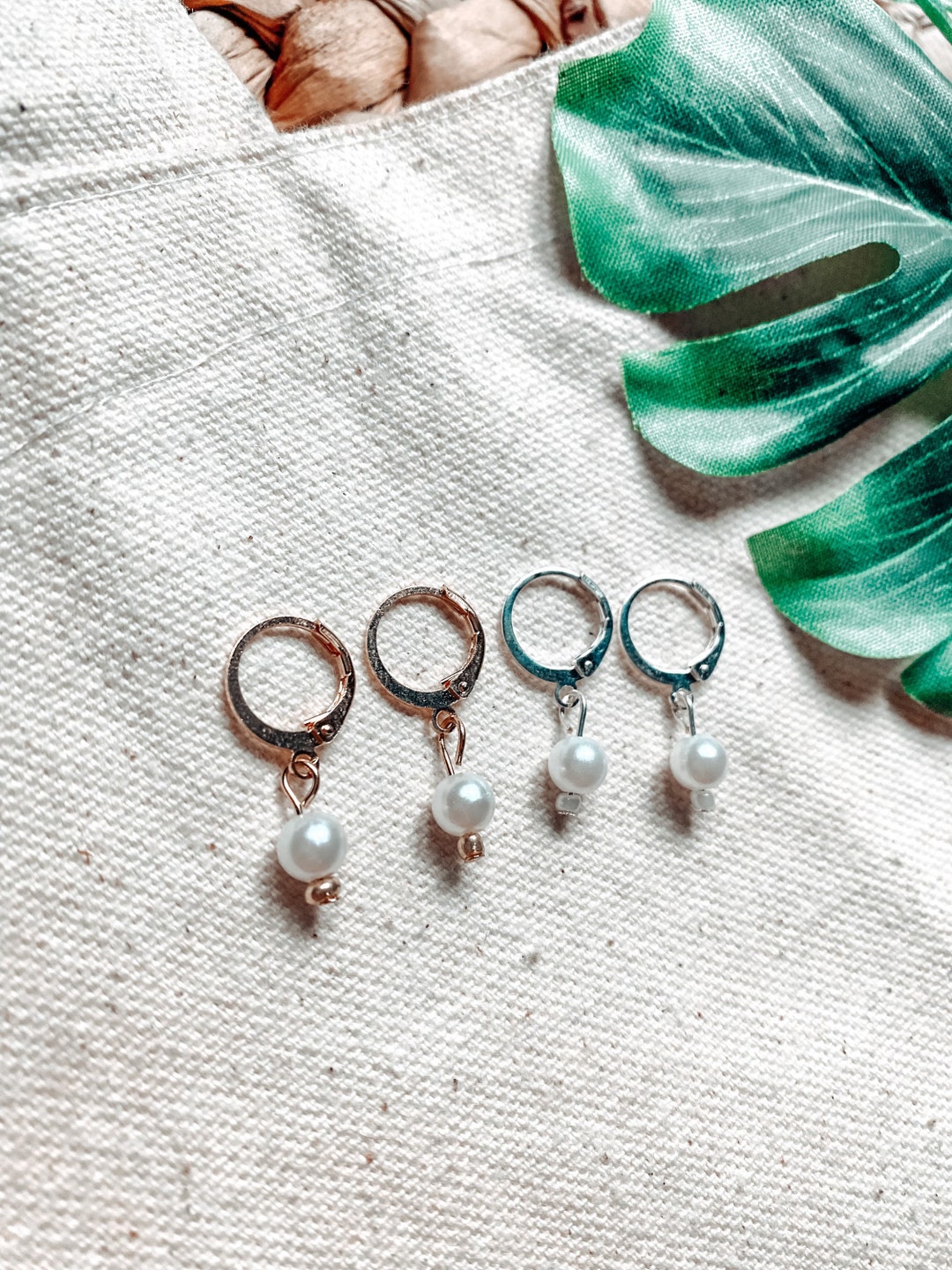 Mini Pearl Huggies - Etsy