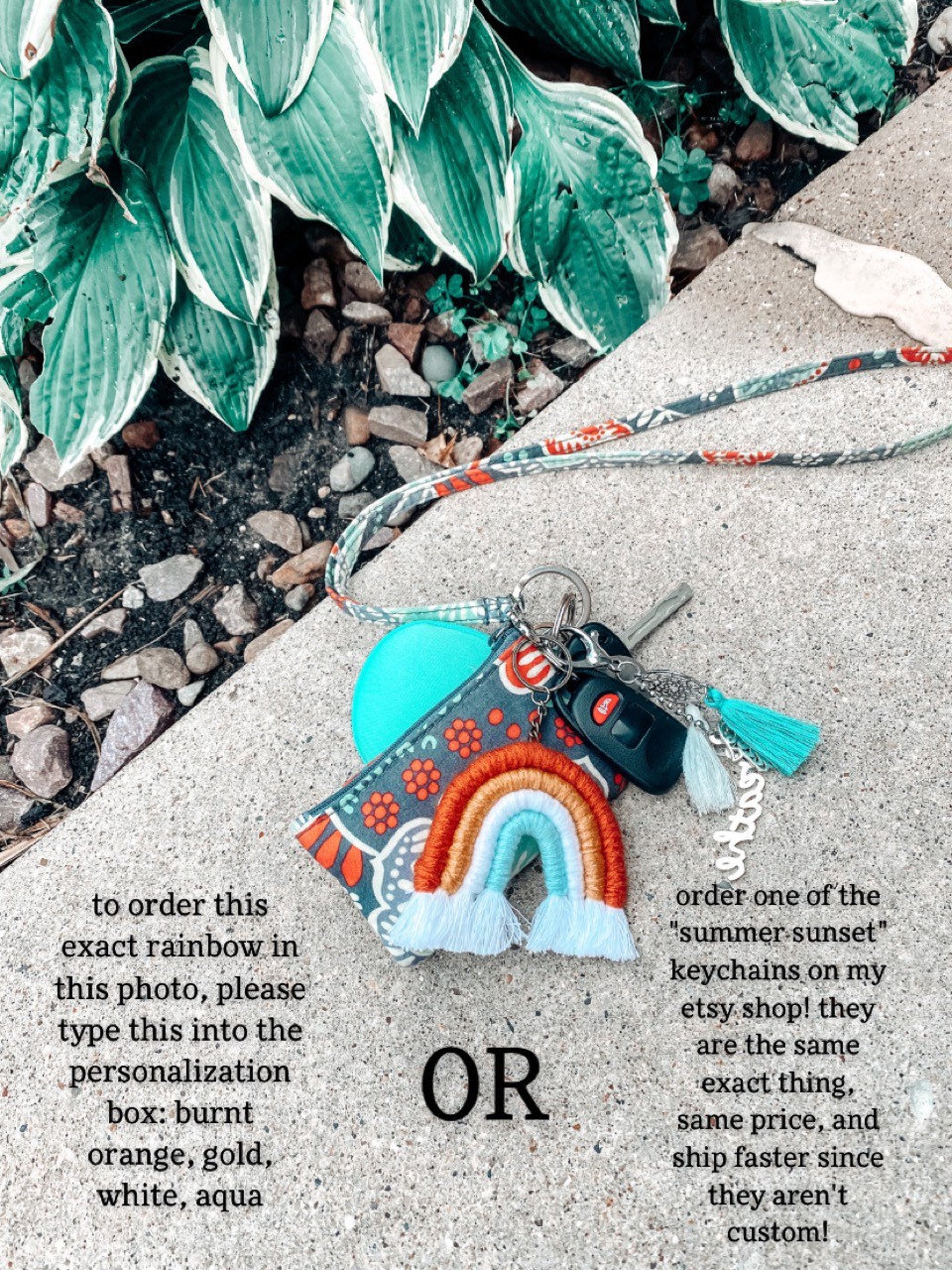 Customizable Macrame Rainbow Keychain - Etsy