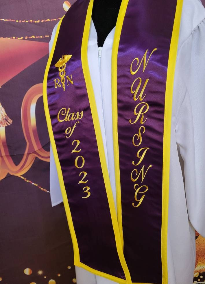 Custom Embroidered Nursing Grad Stole, Satin Graduation Sash - Etsy