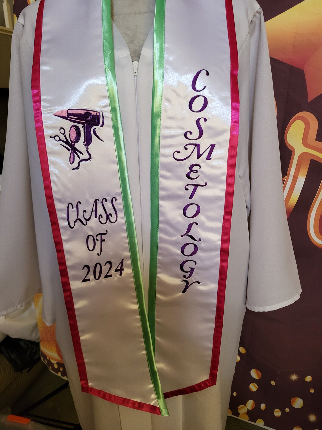 A Custom Graduation Stole, A Custom Embroidered Satin Stole ...