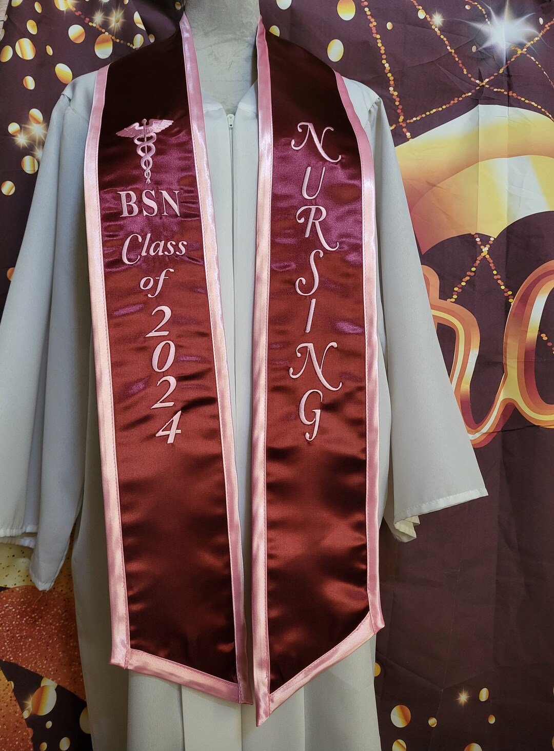1 Custom Graduation Stole, A Custom Embroidered Satin Stole ...