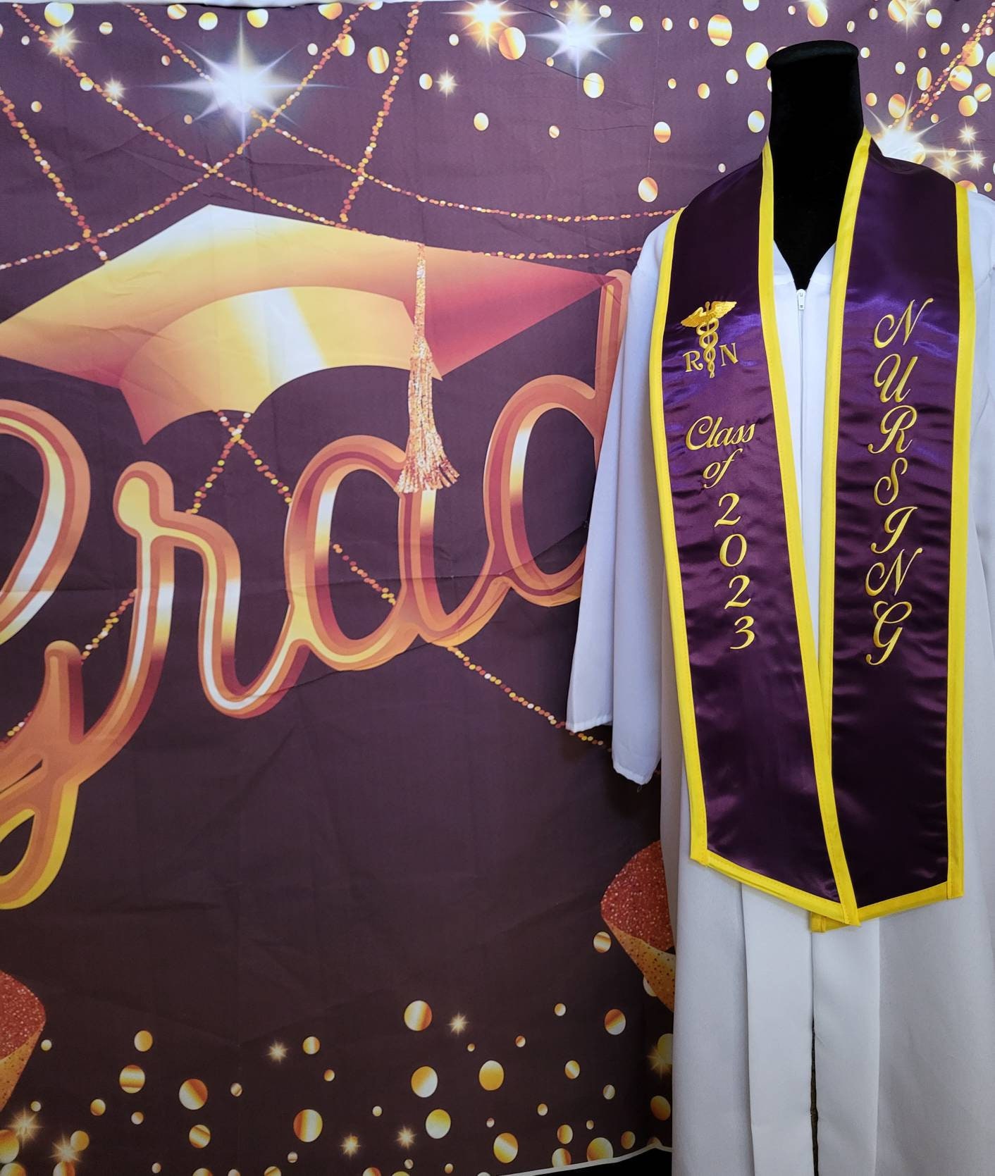 Custom Embroidered Nursing Grad Stole, Satin Graduation Sash - Etsy