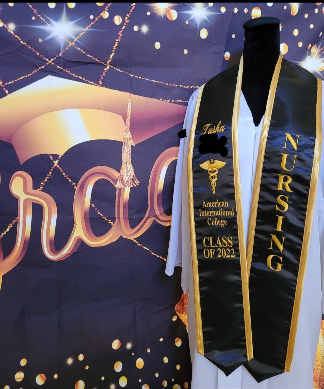 Custom Embroidered Nursing Graduation Stole, Personalized Grad Sash - Etsy