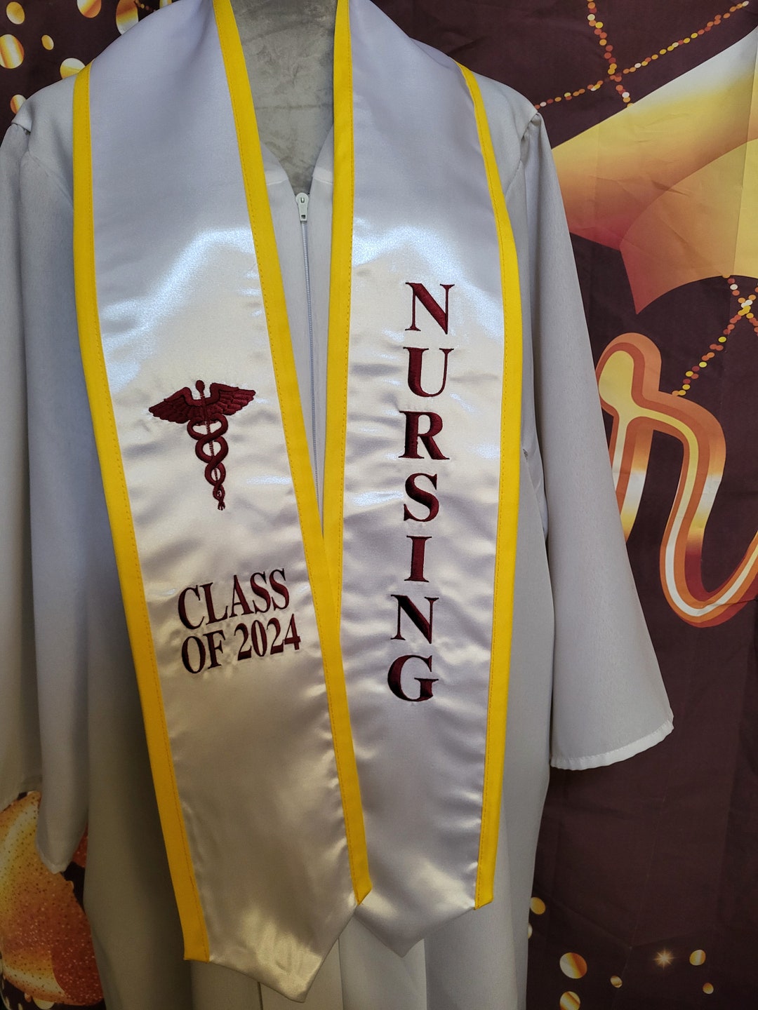 1 Custom Graduation Stole, A Custom Embroidered Satin Stole ...