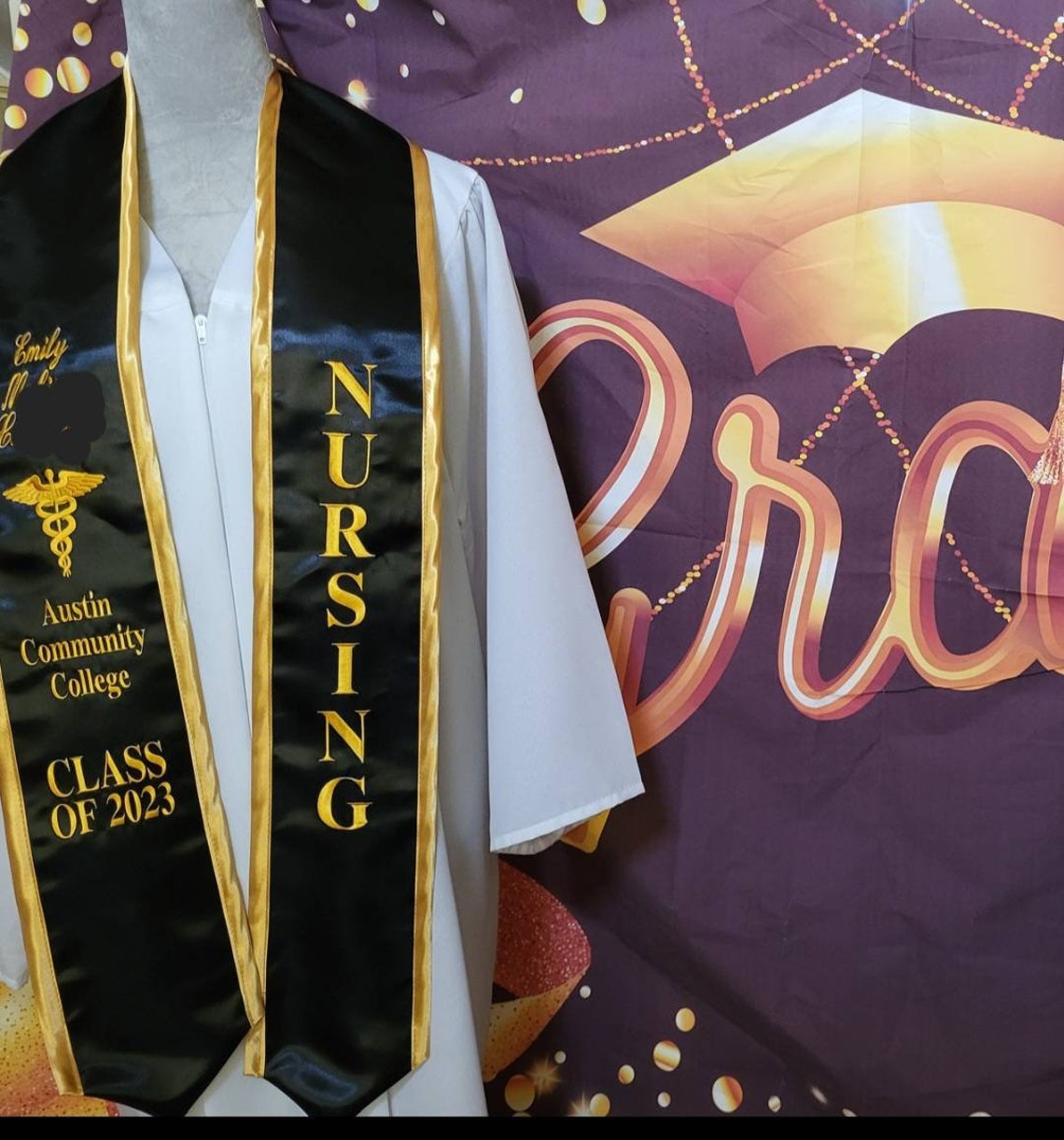 1 Custom Graduation Stole, A Custom Embroidered Satin Stole ...