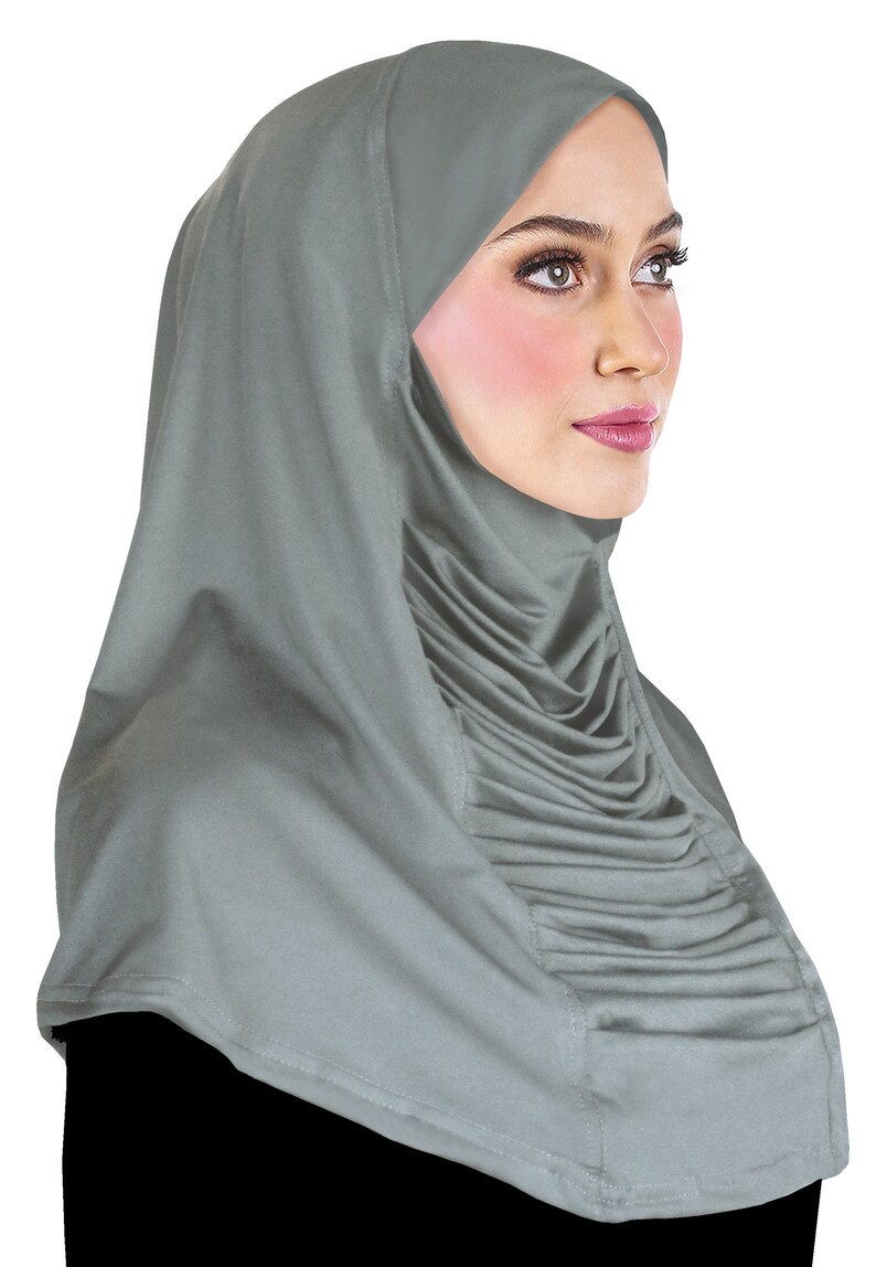 Amira Hijab Ruched Cascade 1 Piece Lycra Pull-on Instant Muslim ...