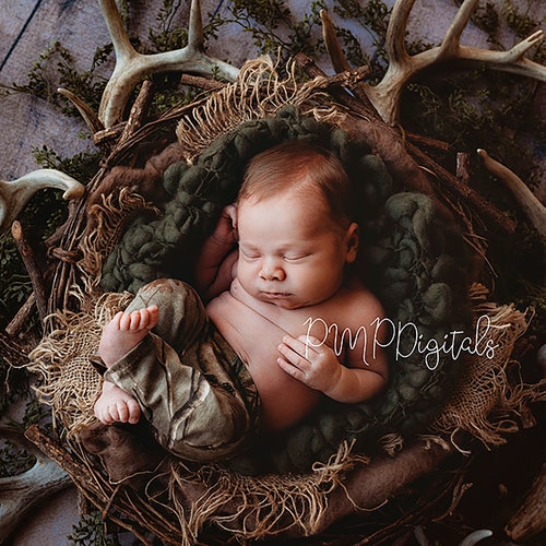 Newborn Digital Backdrop Camping Hunting Forest Fishing Deer - Etsy