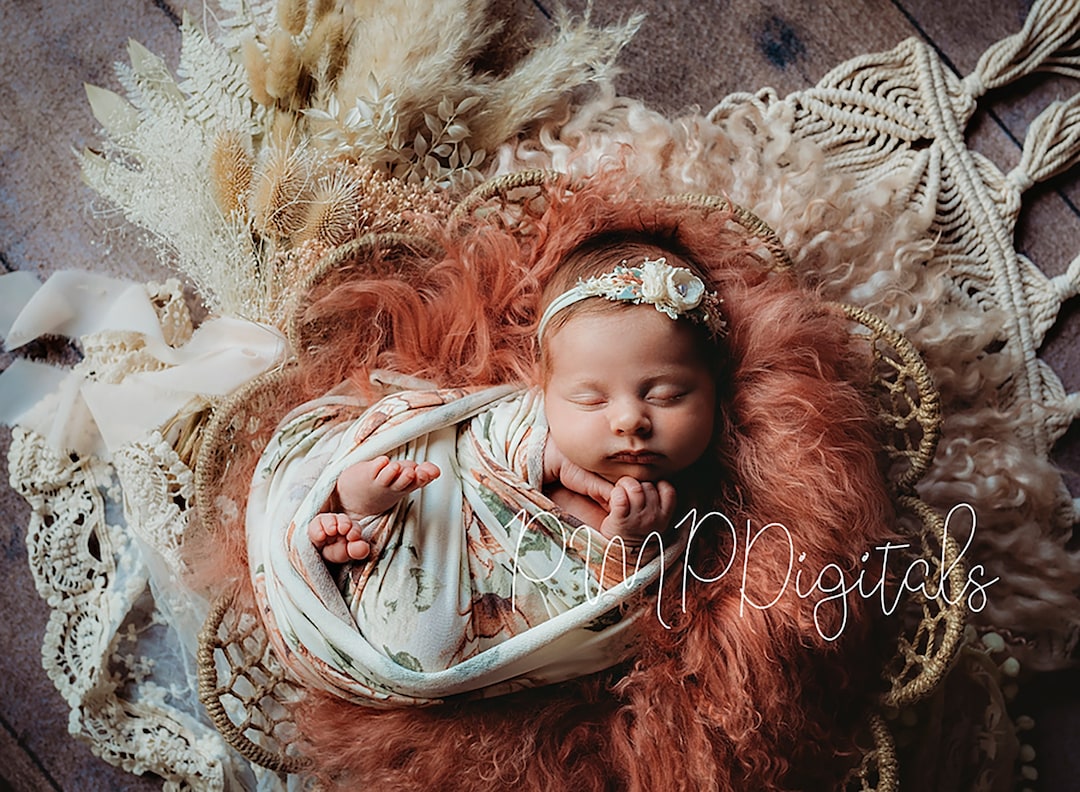 Newborn Digital Backdrop Boho Flowers Earthly ,newborn Photography ...