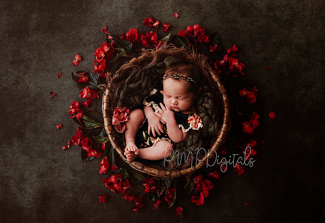 Digital Download Newborn, Red Flower Digital, Digital Background ...