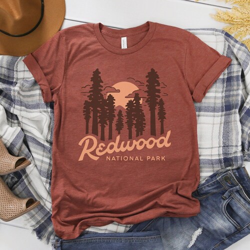 Vintage Redwood National Park California Gold Unisex T-shirt - Etsy