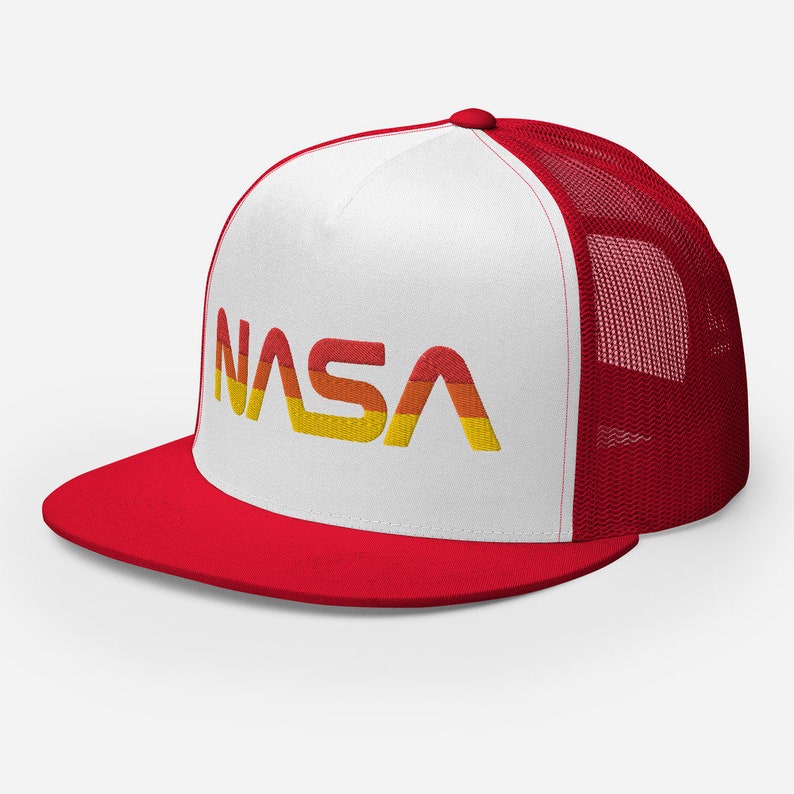 Retro NASA Worm Embroidered Trucker Cap - Etsy