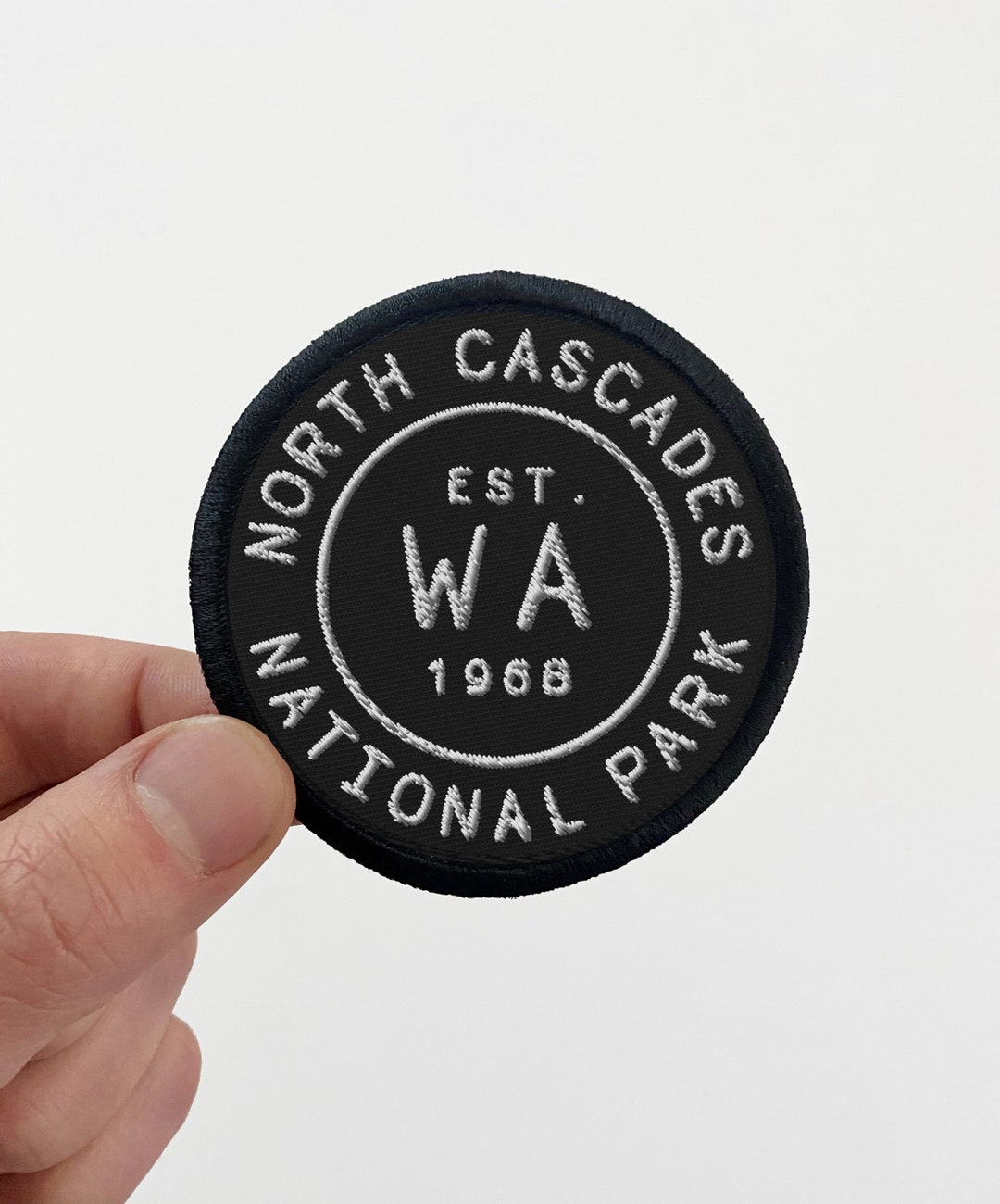 North Cascades National Park Vintage Washington Embroidered Round Black and White Patch - Etsy