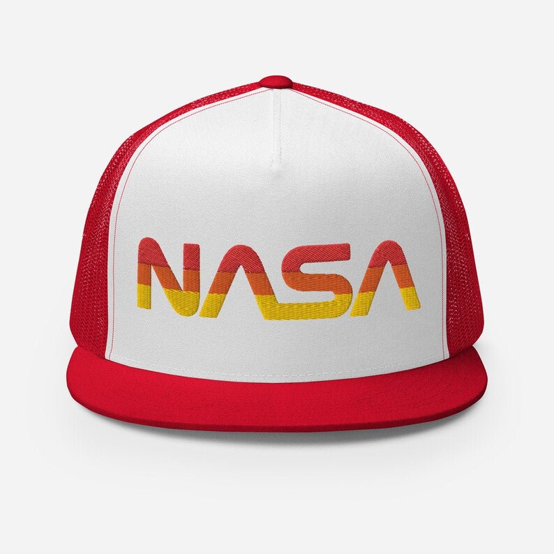 Retro NASA Worm Embroidered Trucker Cap - Etsy