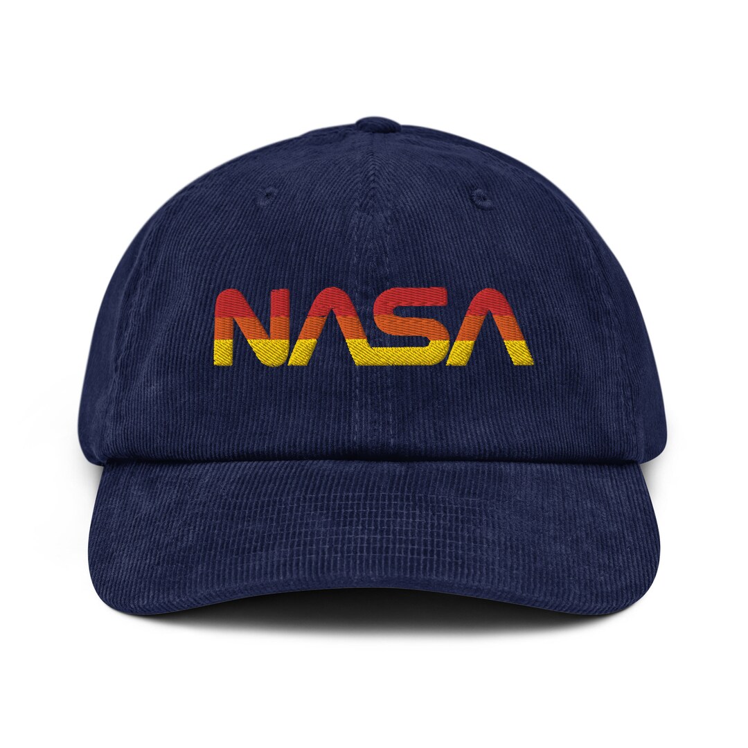 NASA Corduroy Hat Retro Space Logo Embroidered Navy Blue - Etsy