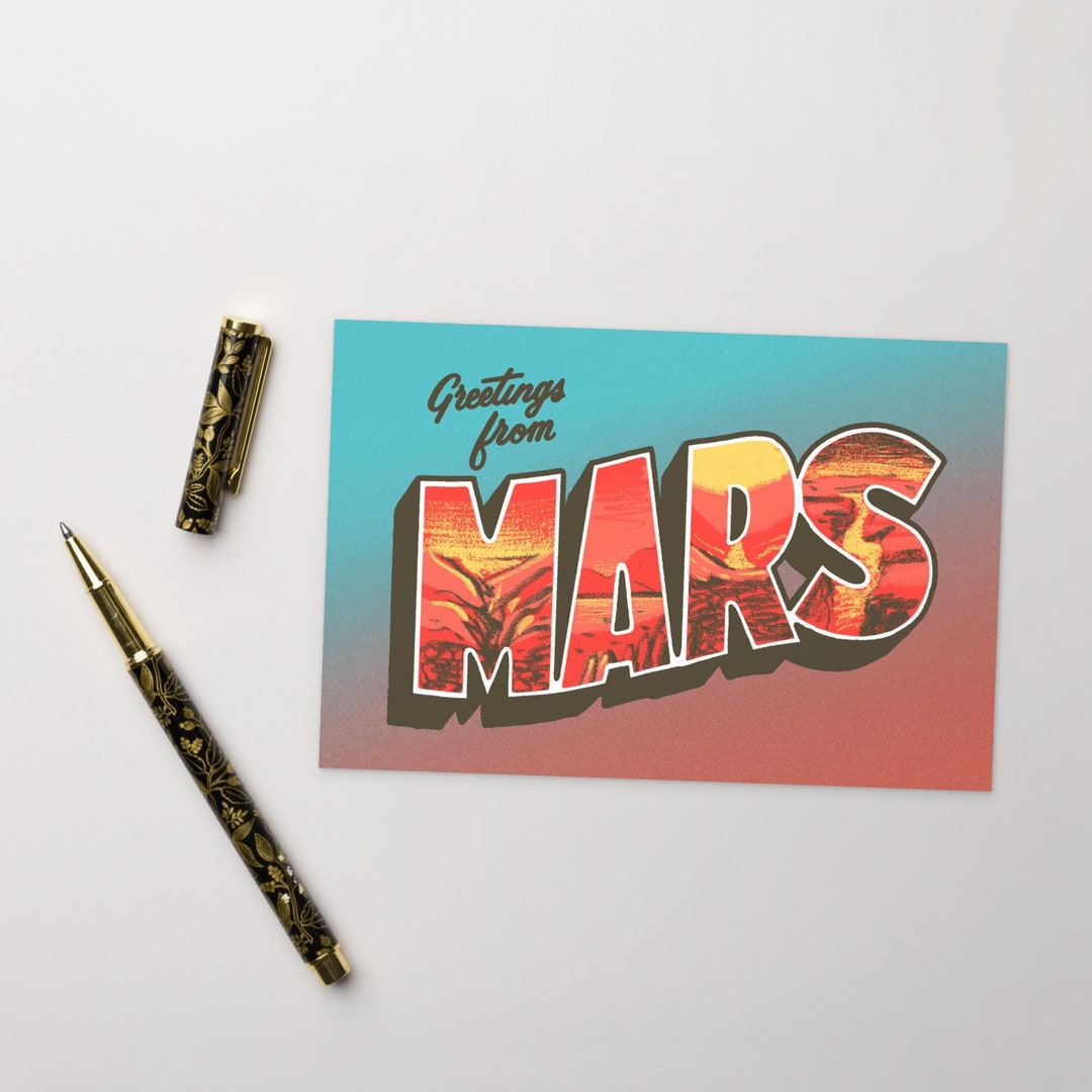 Greetings From Mars Vintage Space Travel Postcard - Etsy