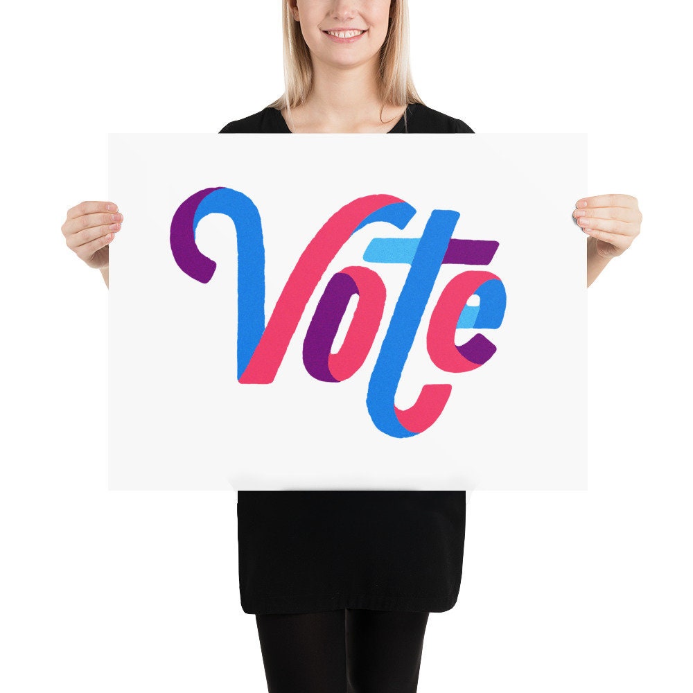 Vote Lettering Poster Horizontal - Etsy UK