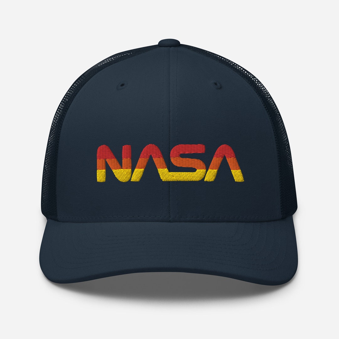 Retro NASA Trucker Cap Navy Blue Mesh Back Snapback Hat - Etsy