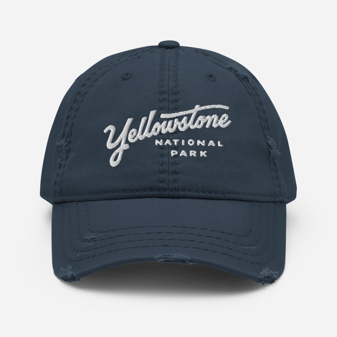 Distressed Yellowstone National Park Navy Blue Dad Hat - Etsy